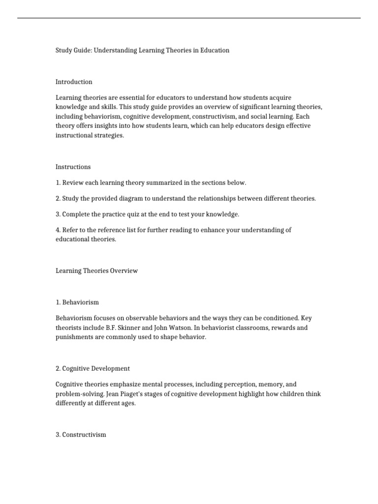 BUSINESS N500 Study Guide Understanding Learning Theories in Ed | PDF ... BUSINESS N500 Study Guide Understanding Learning Theories in Ed | PDF ...