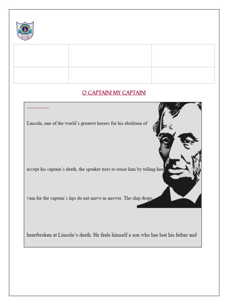 O Captain! My Captain! Question Bank | PDF | Poetry
