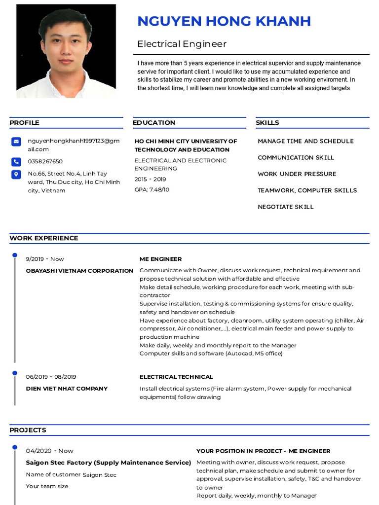 CV - Nguyen Hong Khanh - KSKD | PDF | Ho Chi Minh City | Engineering