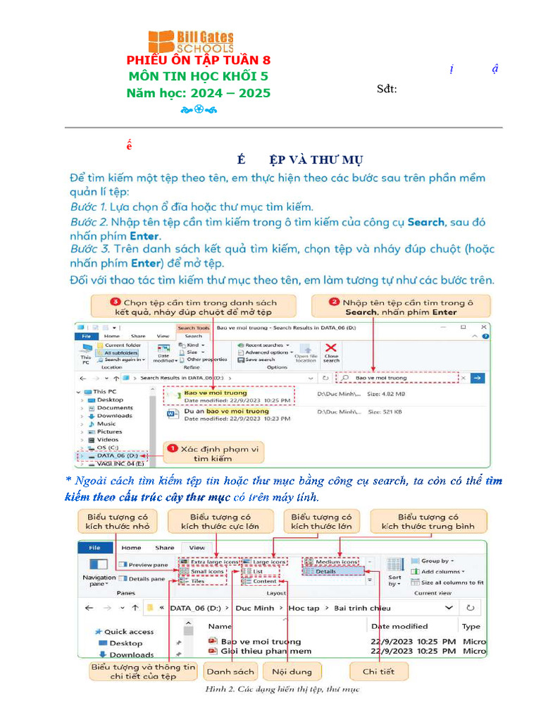 Phiếu BT - Tin - T8 - K5 | PDF