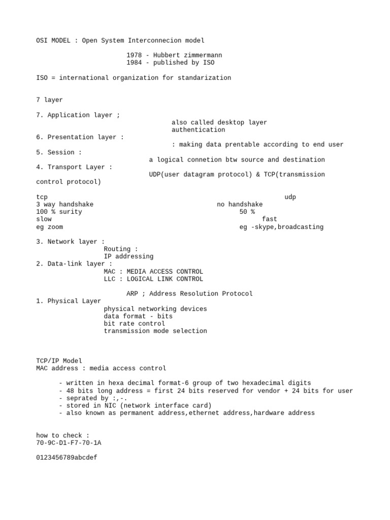 Class 2 | PDF | Internet Protocols | Osi Model