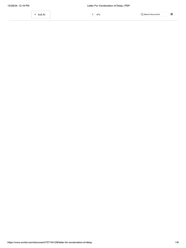 Letter For Condonation of Delay - PDF | PDF | Scribd Letter For Condonation of Delay - PDF | PDF | Scribd