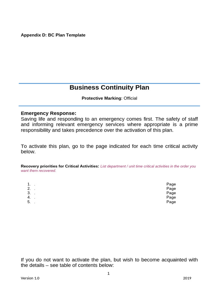 Business Continuity Plan Template 19 | PDF | Emergency | Information