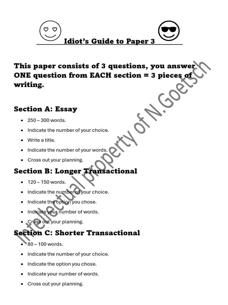 Idiot's Guide To Paper 3 | PDF | Cost Of Living | Essays