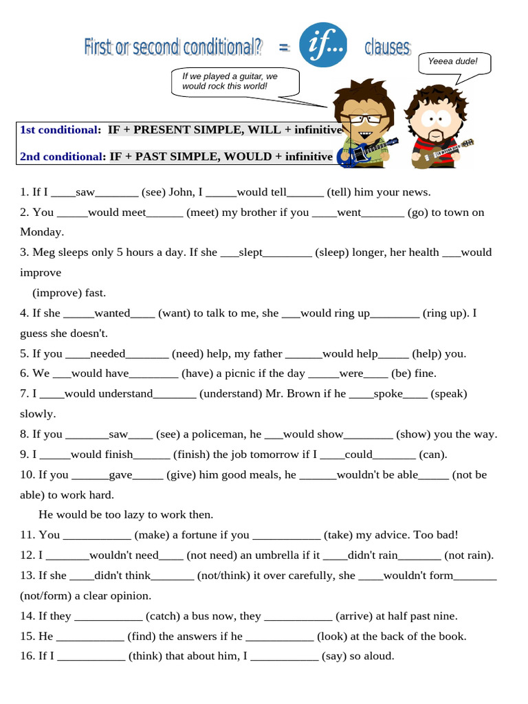 1st and 2nd Conditional Exercises | PDF