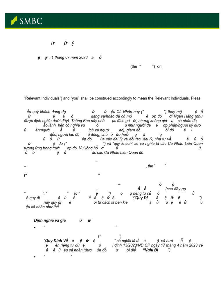 Dữ Liệu Cá Nhân SMBC | PDF