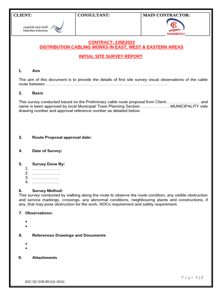 Site Survey Report - Template | PDF | Technology & Engineering