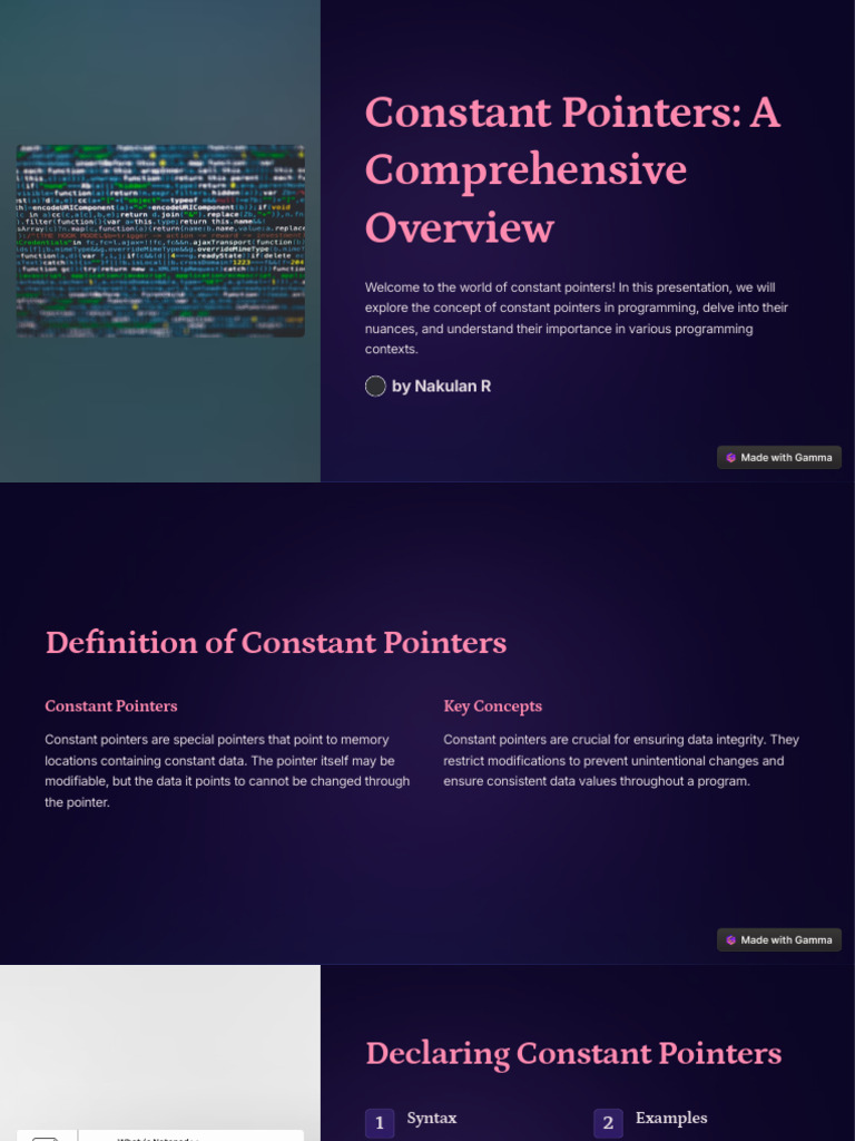 Constant Pointers A Comprehensive Overview | PDF | Pointer (Computer Programming) | Computer Data