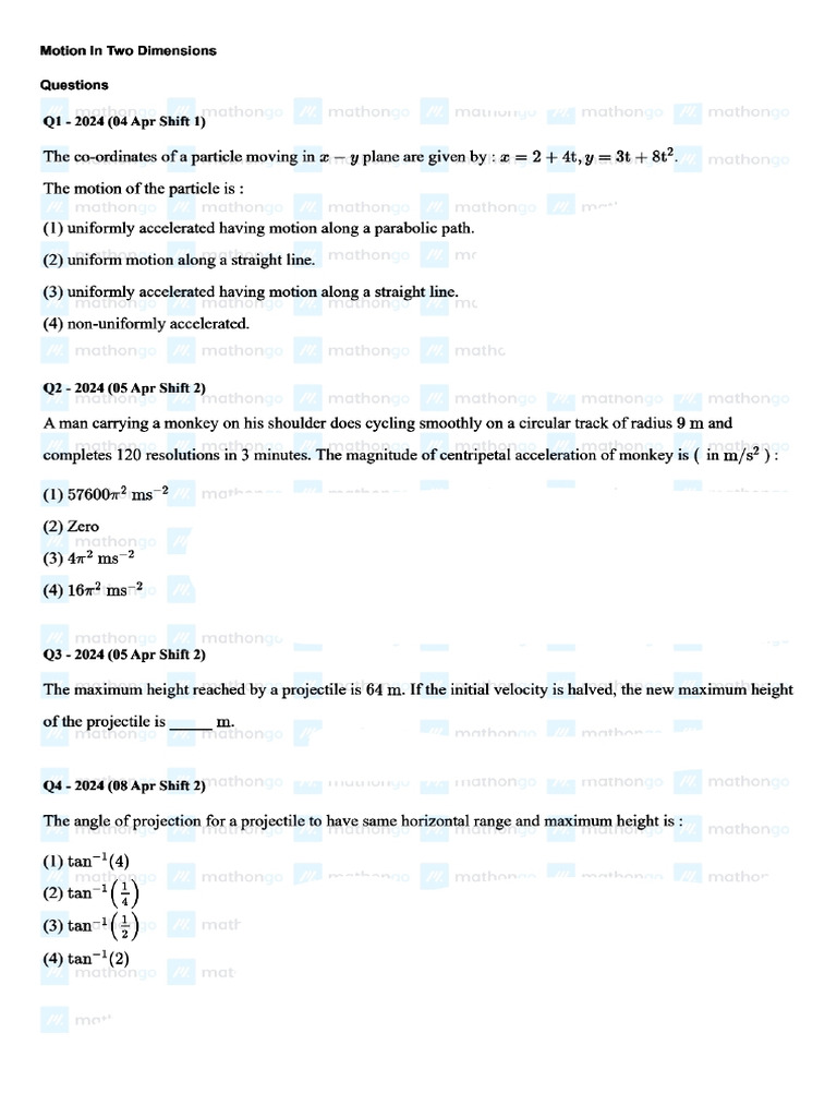Motion in Two Dimensions | PDF