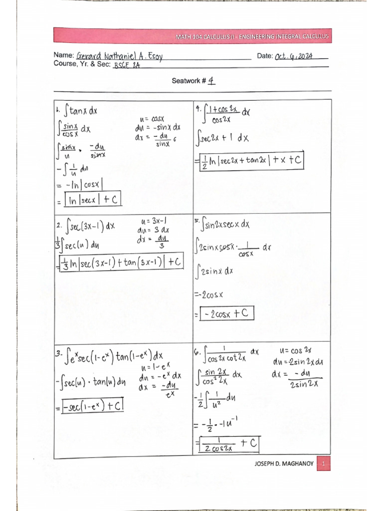 Integral Practice 3 | PDF