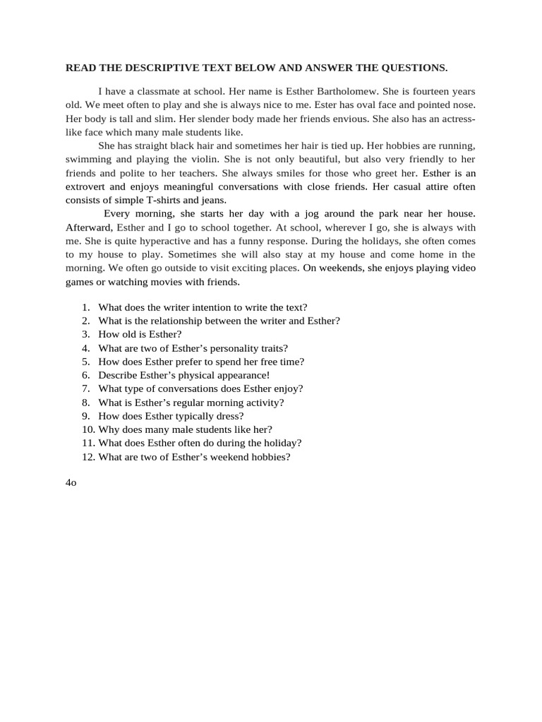 Exercise of Descriptive Text | PDF