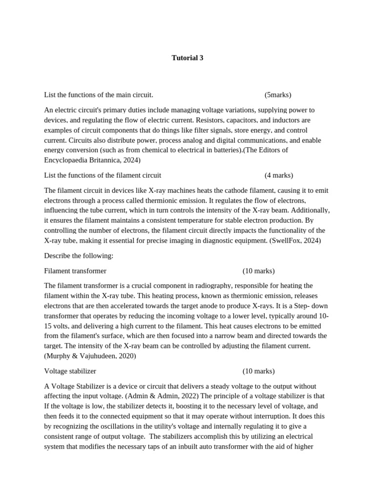 Tutorial 3 Answers | PDF | Rectifier | Diode