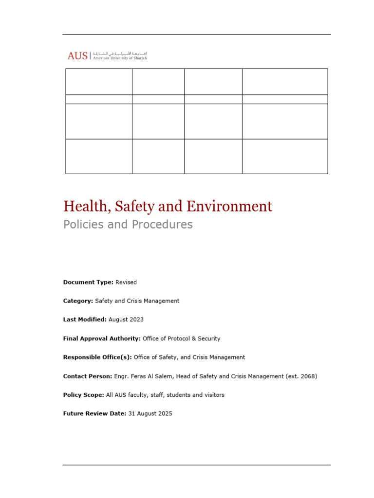 Hse Policies and Procedures | PDF | Occupational Safety And Health | Risk