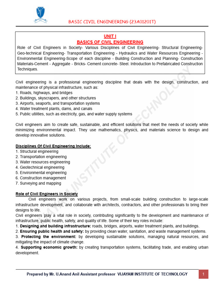 Unit 1 | PDF | Civil Engineering | Water Resources