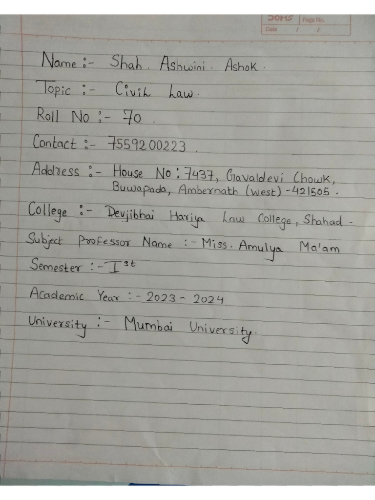 Civil Law - Assignment | PDF