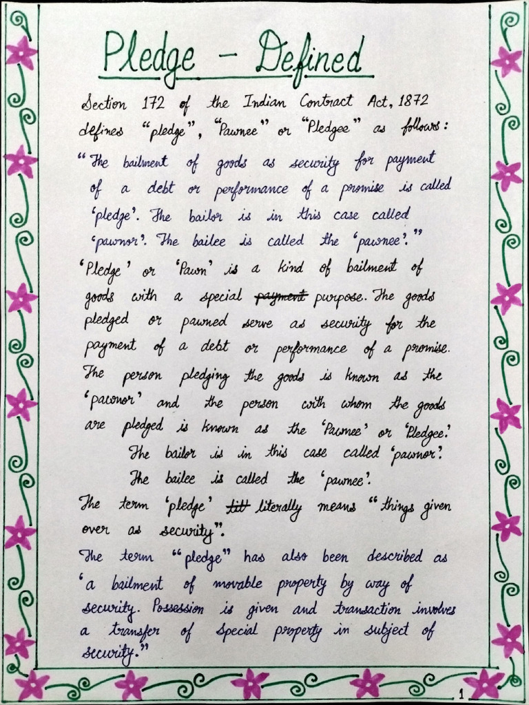 Contract of Pledge - Essential and Rights of Parties and Difference ...