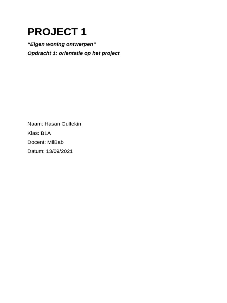 Project 1 Voorblad | PDF
