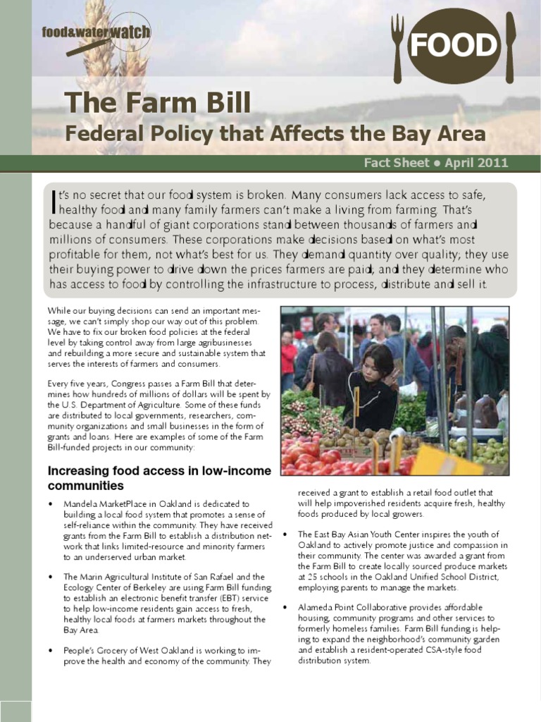 The Farm Bill: Federal Policy That Affects The Bay Area | PDF