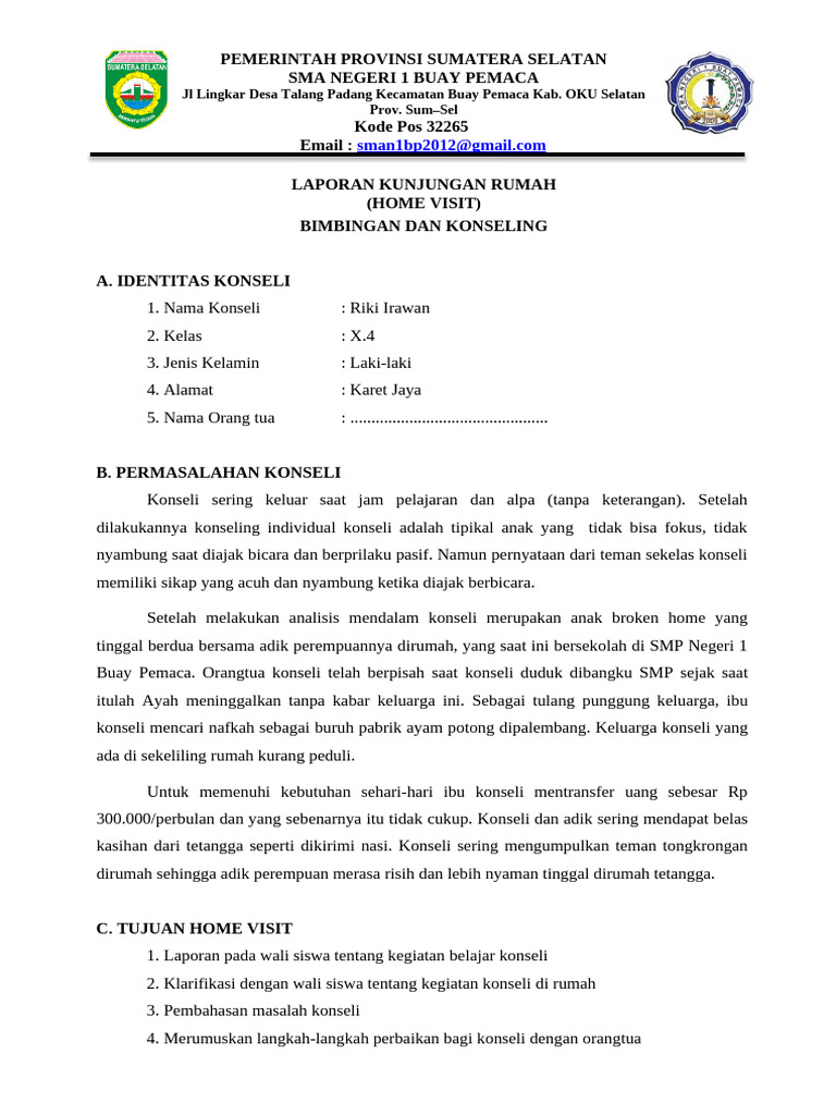 LAPORAN HOME VISIT BK | PDF