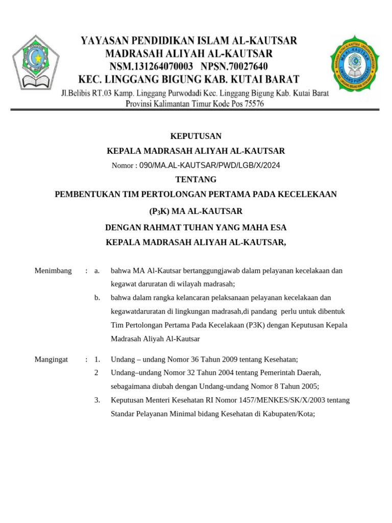 SK TIM P3K Dan Proker | PDF