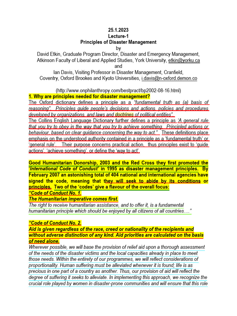 Disaster Management Principles Explained | PDF | Justice | Crime & Violence