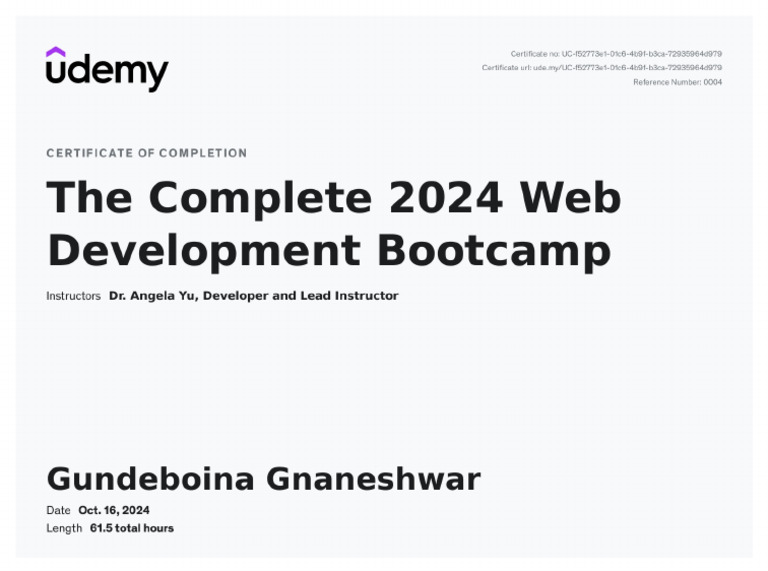 Udemy Web Development Course Completed | PDF