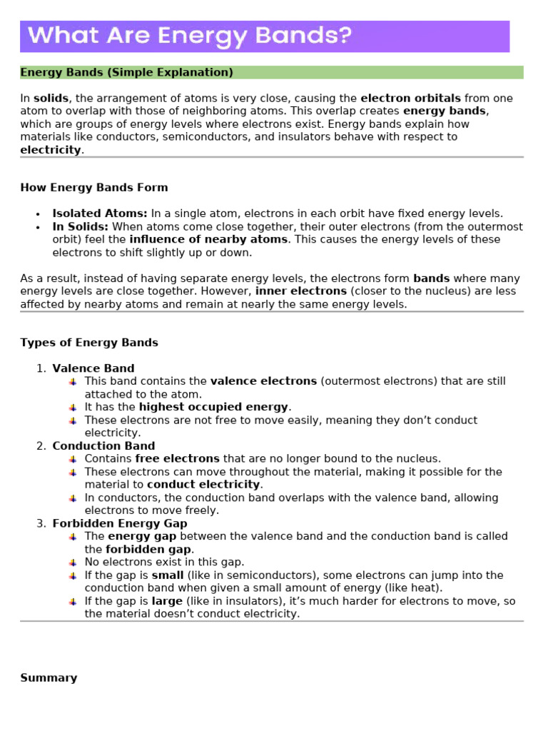 Energy Bands | PDF | Band Gap | Electrical Resistivity And Conductivity