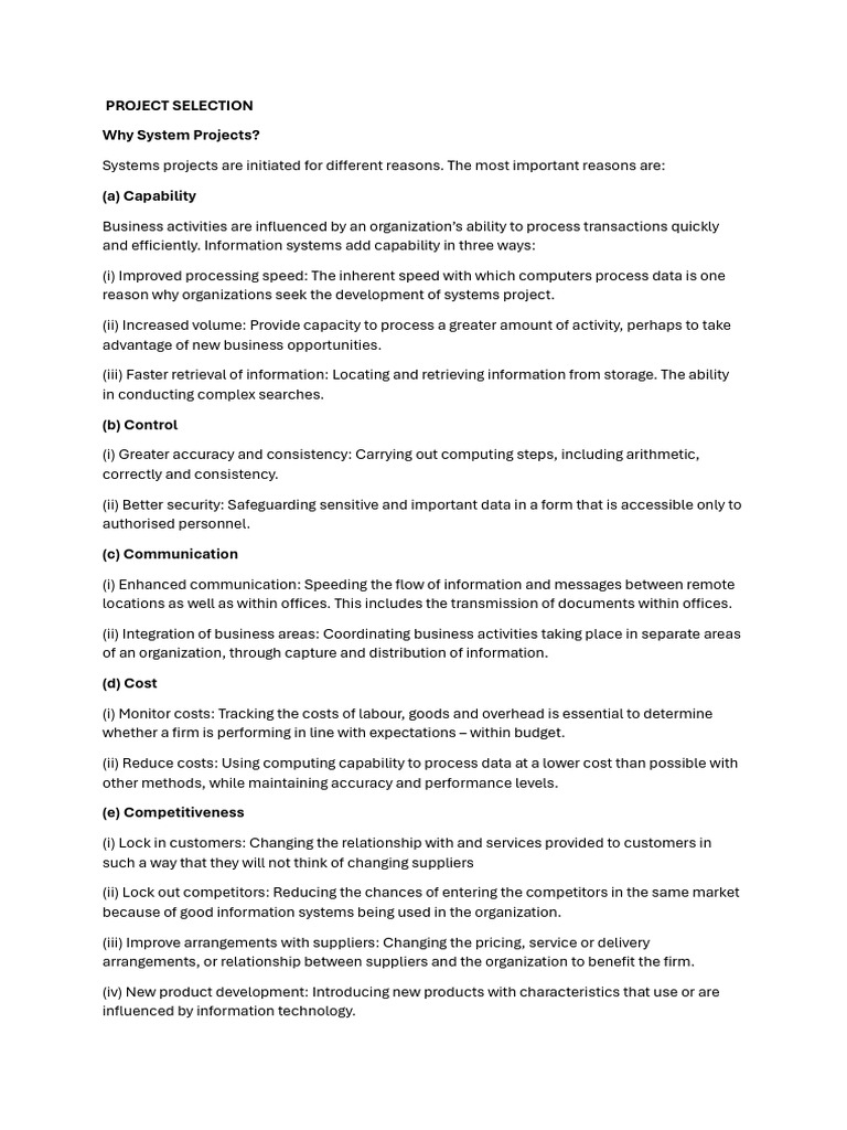 Project Selection | PDF | Feasibility Study | Information