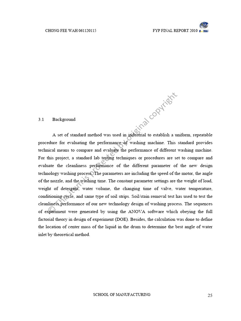 Washing Machine Performance Testing Report | PDF | Water | Washing Machine
