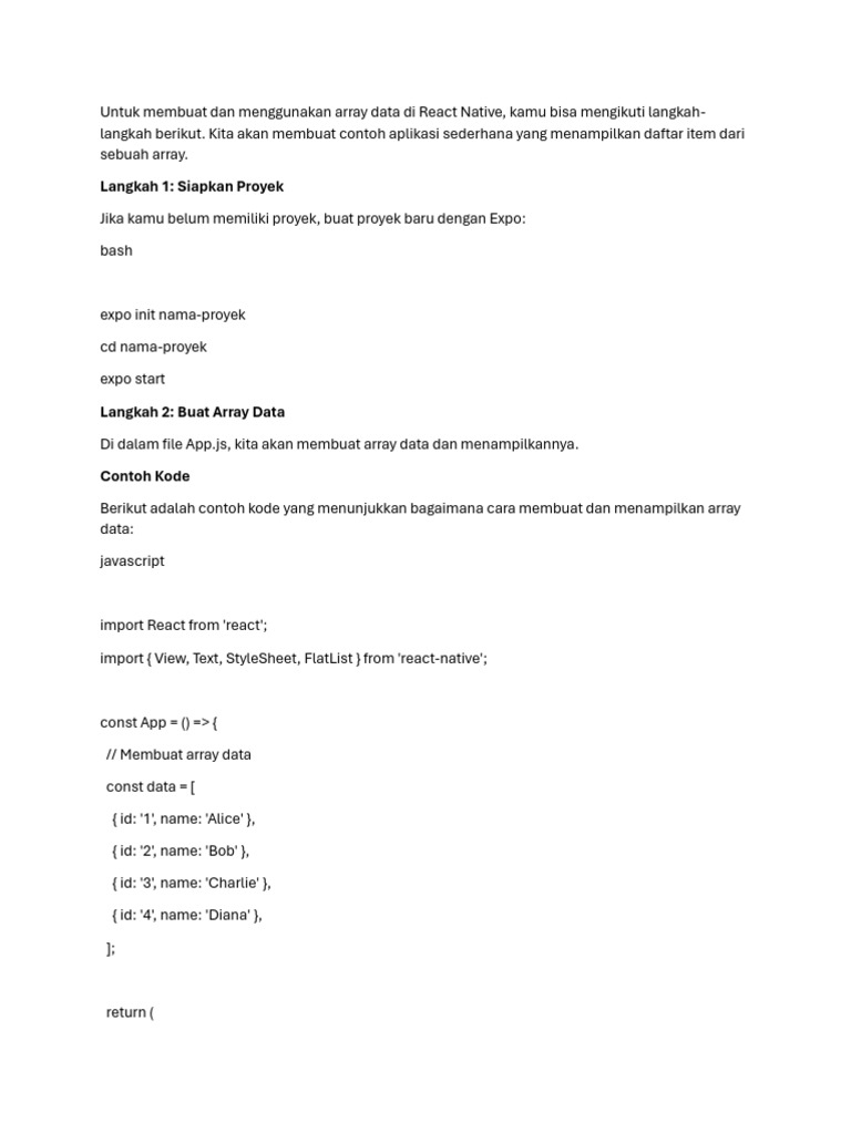 React Native 4 - Array Data | PDF React Native 4 - Array Data | PDF