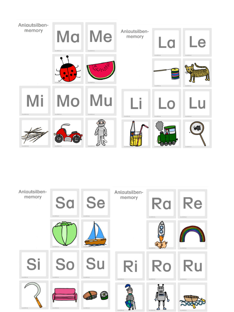 Anlautsilben Memory | PDF