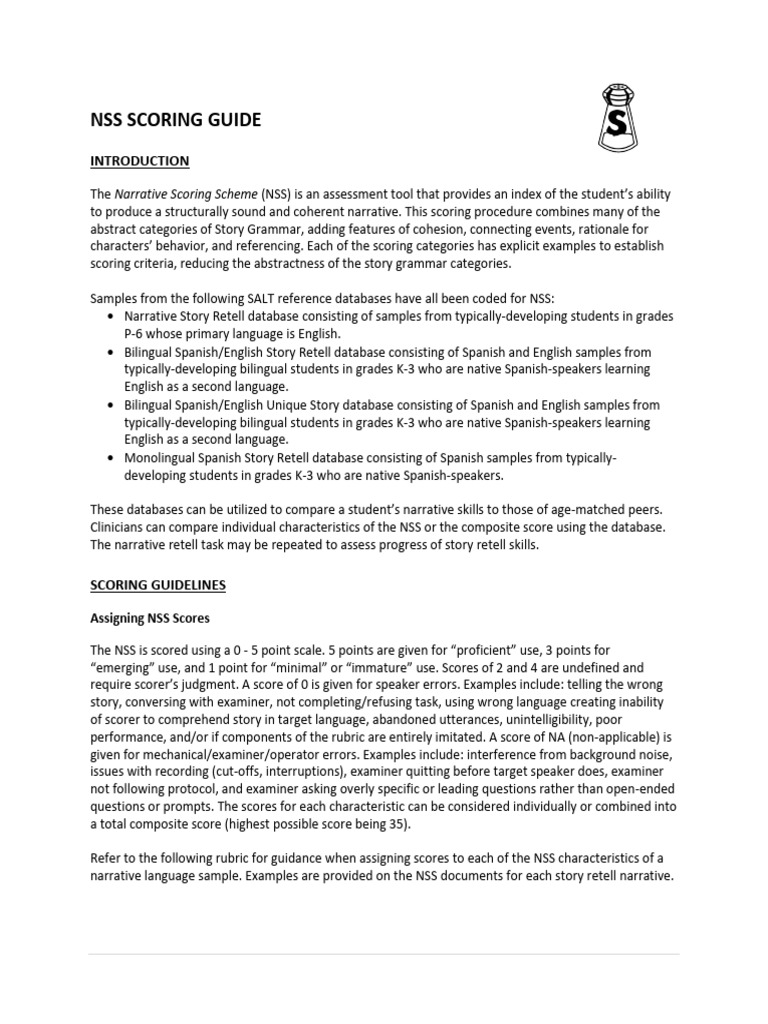 NSS Scoring Guide | PDF | Multilingualism | English As A Second Or ...