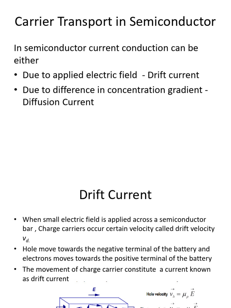 Carrier Transport in Semiconductor | PDF | Diffusion | Electrical ...