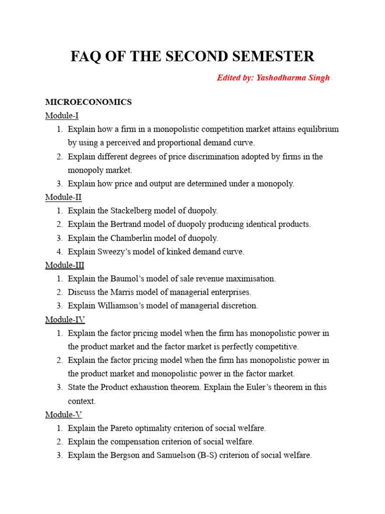 FAQ Second Semester | PDF | Macroeconomics | Inflation
