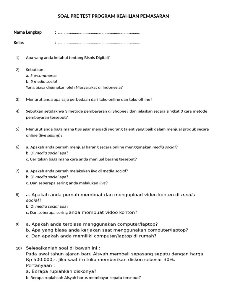 Soal Bisnis Digital | PDF | Ilmu Sosial