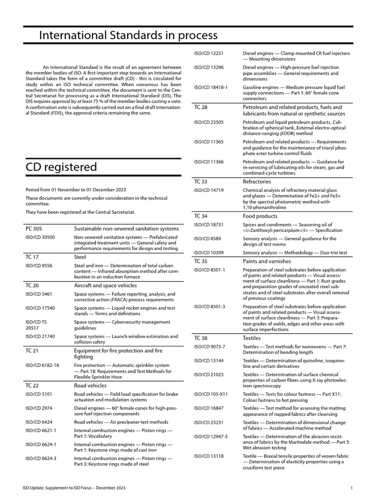 ISOupdate 202312 | PDF | International Organization For Standardization | Diesel Fuel