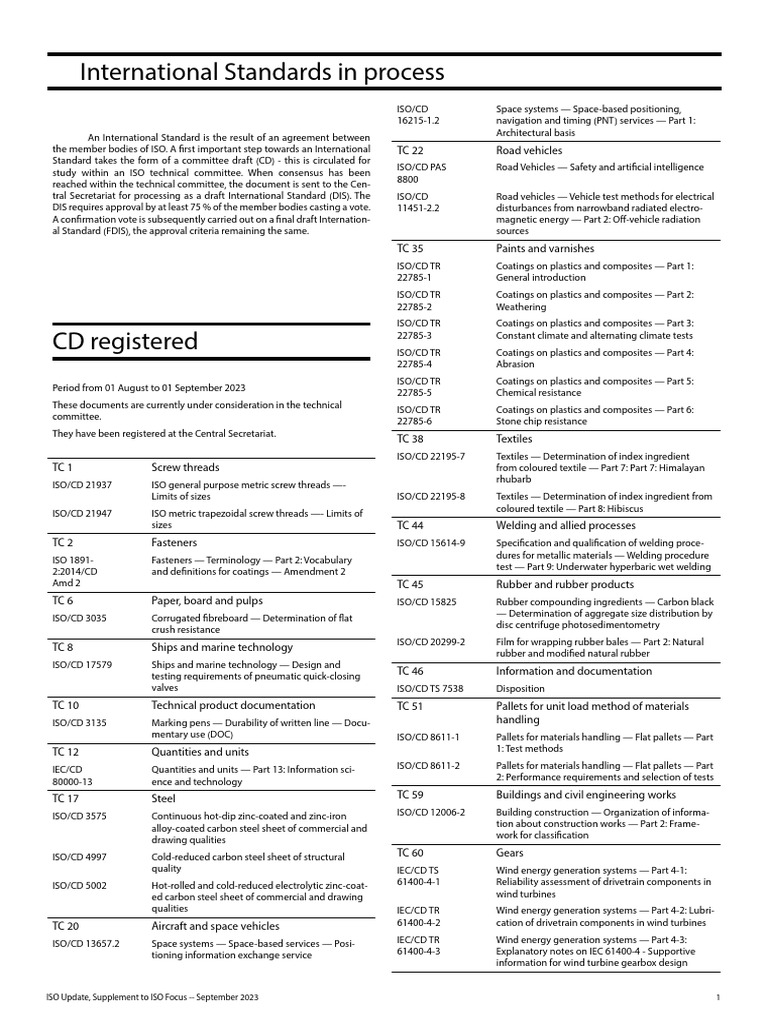 ISOupdate 202309 | PDF | International Organization For Standardization | Volatile Organic Compound