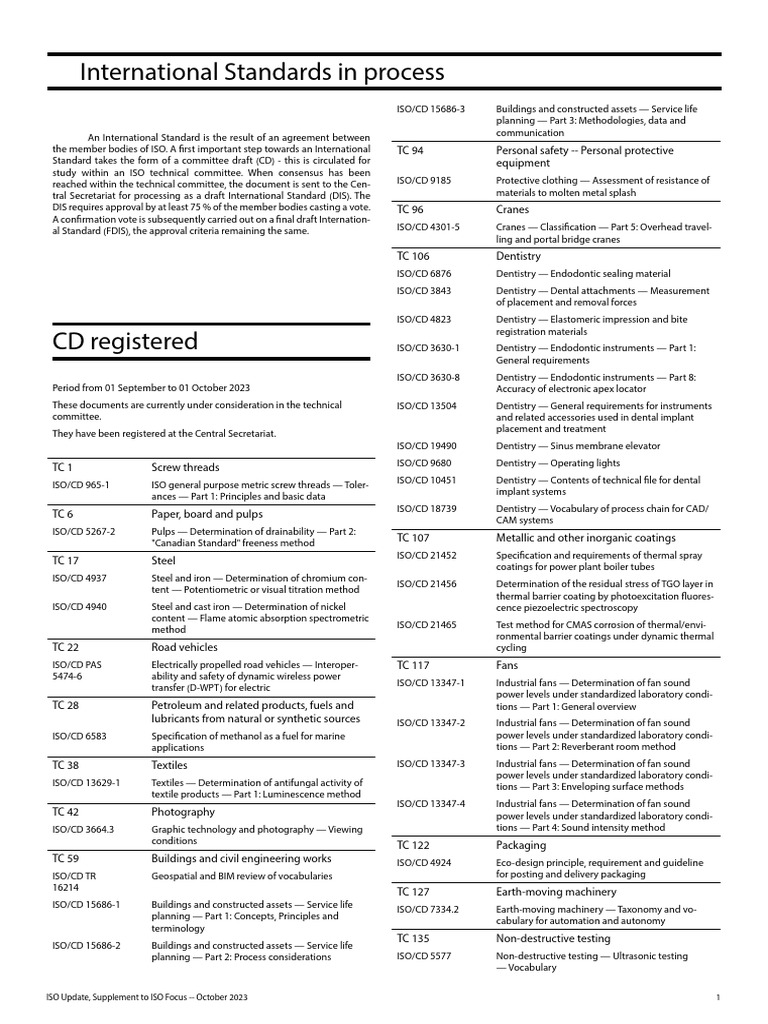 ISOupdate 202310 | PDF | Analytical Chemistry | International Organization For Standardization