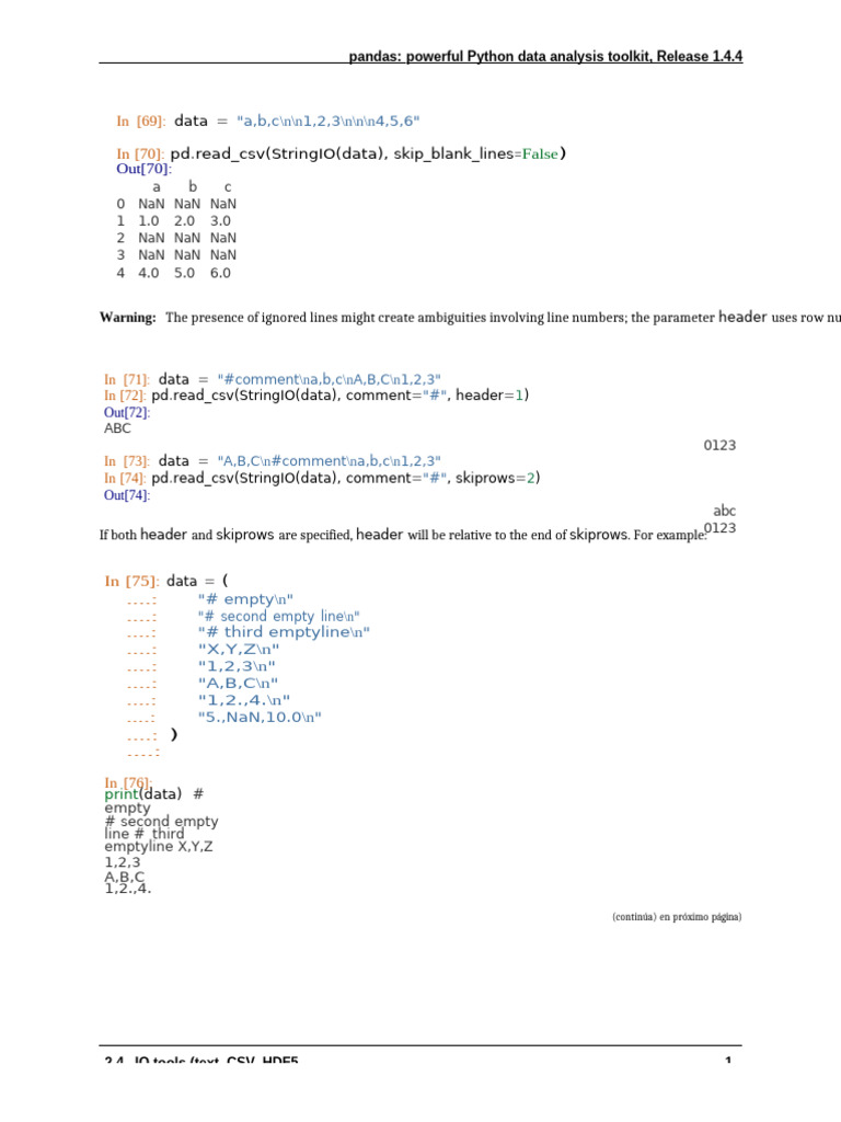 Data PD Read - CSV (Stringio (Data), Skip - Blank - Lines) | PDF ...
