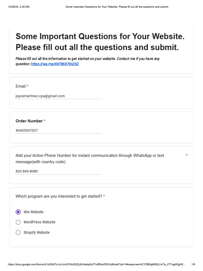 Website Setup Questionnaire for HHI Solutions | PDF | Enterprise ...