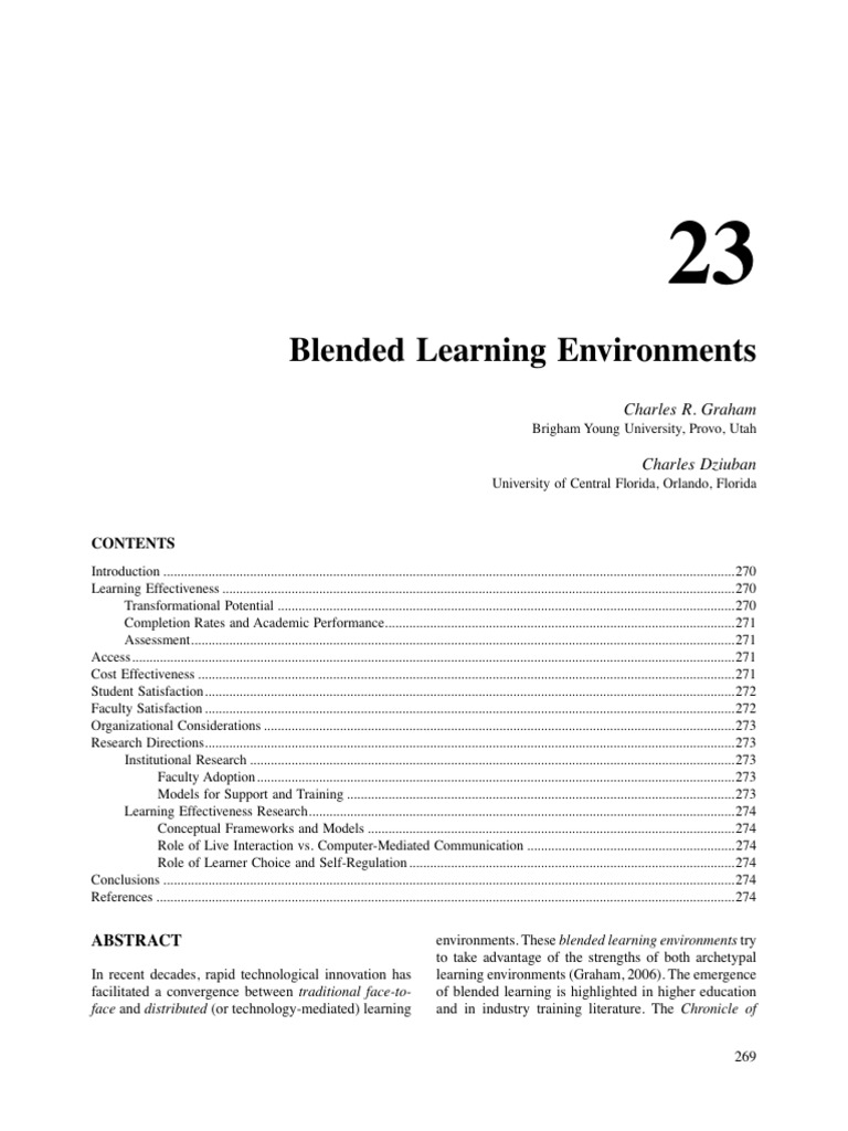 Blended Learning Environments | PDF | Educational Assessment | Learning
