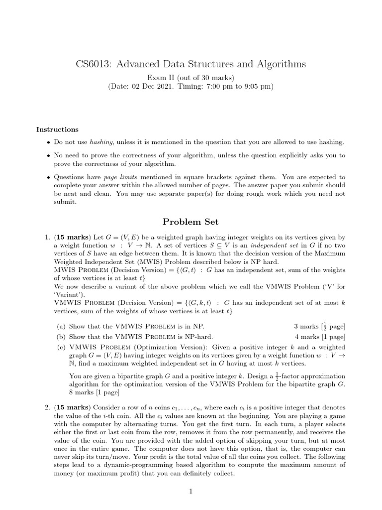Exam 2 Pdf Algorithms And Data Structures Algorithms