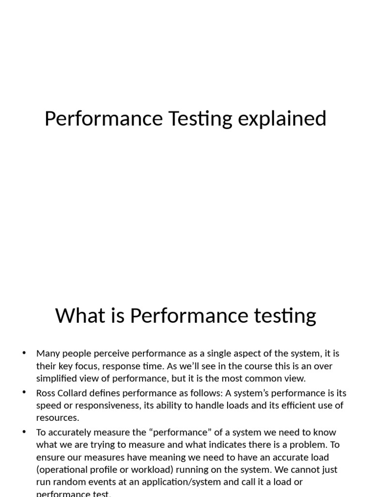 Performance Testing Explained | PDF
