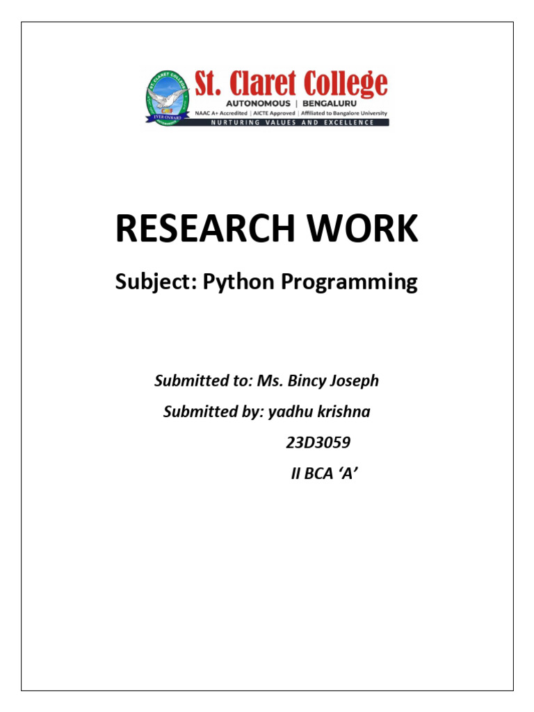 Research Work Template[1] | PDF | Computer Programming | Python (Programming Language)