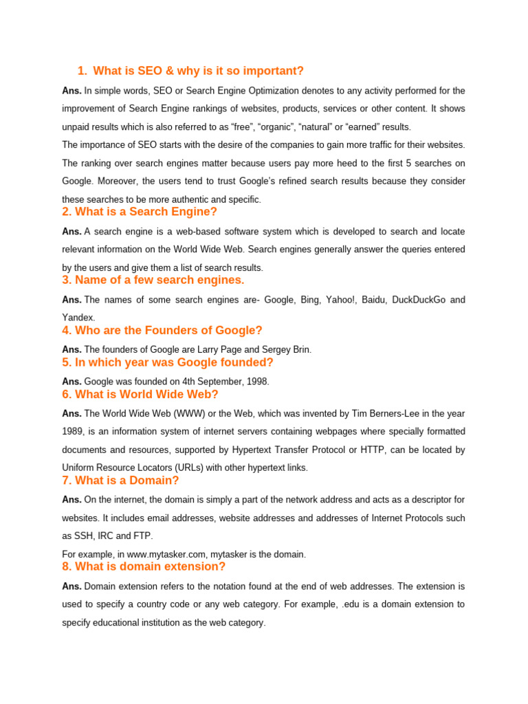 SEO Question 101 | PDF | Search Engine Optimization | Internet & Web