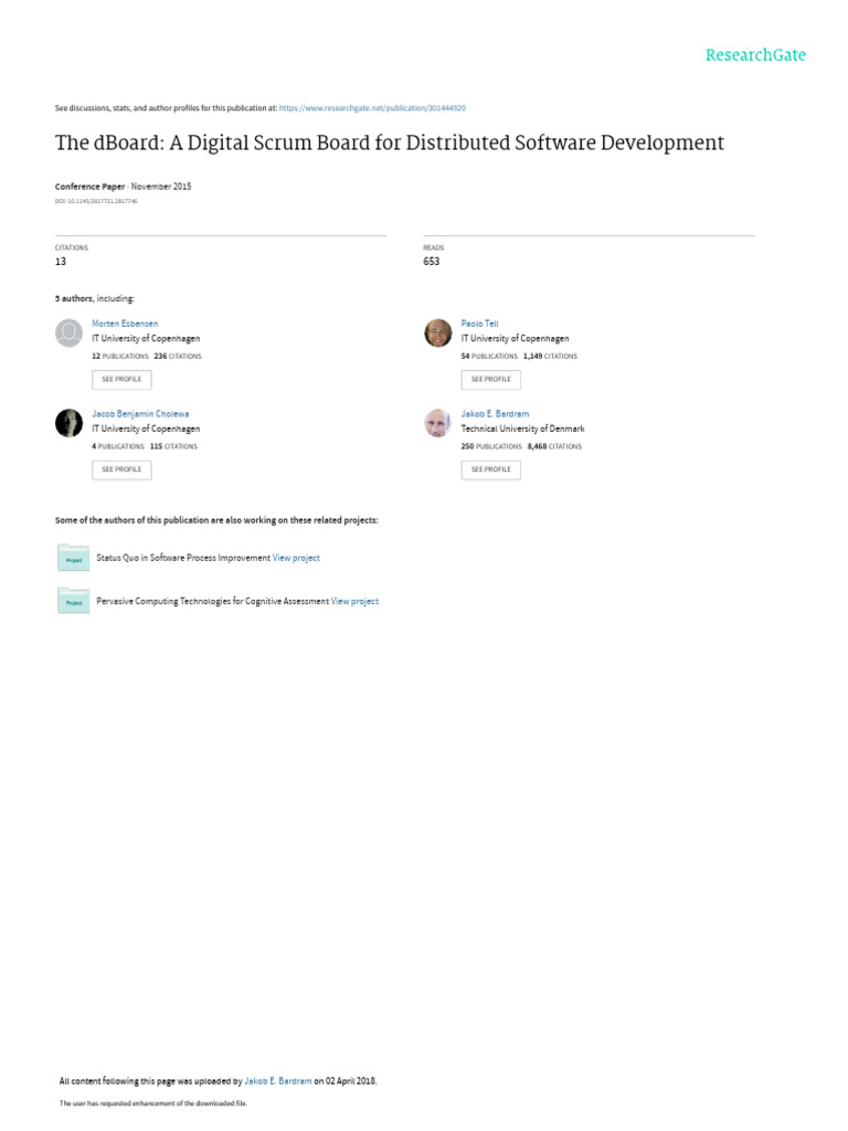 The Dboard: A Digital Scrum Board For Distributed Software Development ...