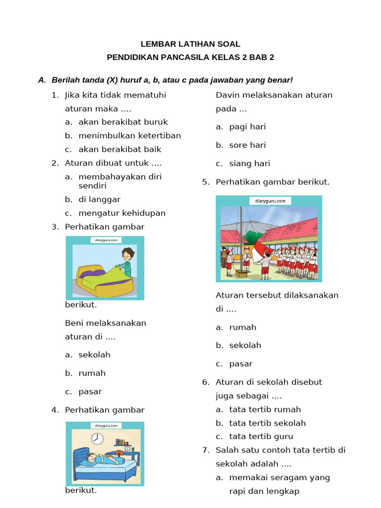 LATIHAN UH - PKN BAB 2 - KLS 2 | PDF