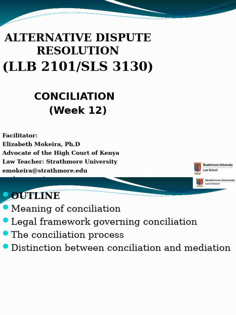 SLS 3130 Slides Conciliation (2) | PDF | Mediation | Alternative ...