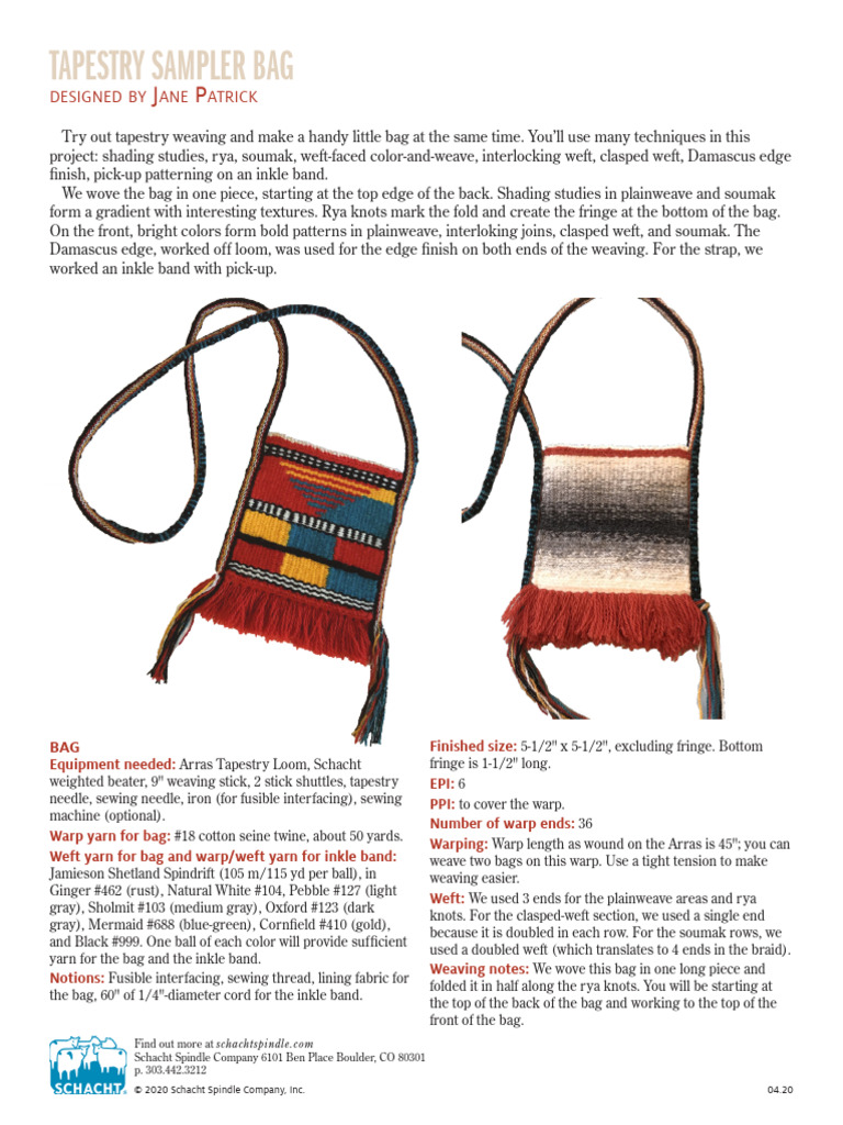 Tapestry Sampler Bag Weaving Guide | PDF | Seam (Sewing) | Weaving