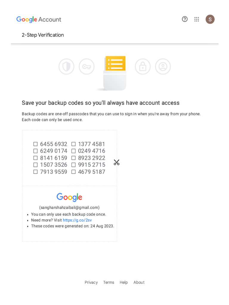 Two-Step Verification Backup Codes | PDF
